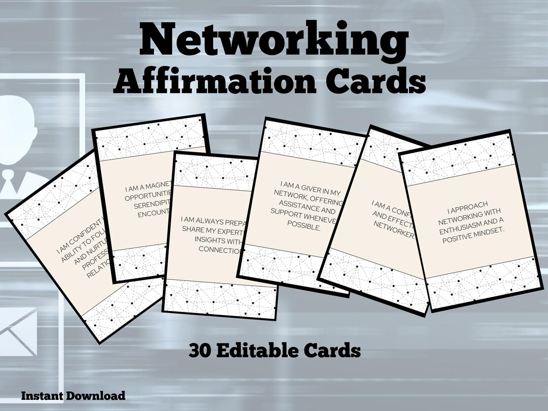 Networking Affirmation Cards | Business Encouragement Cards | Template ...
