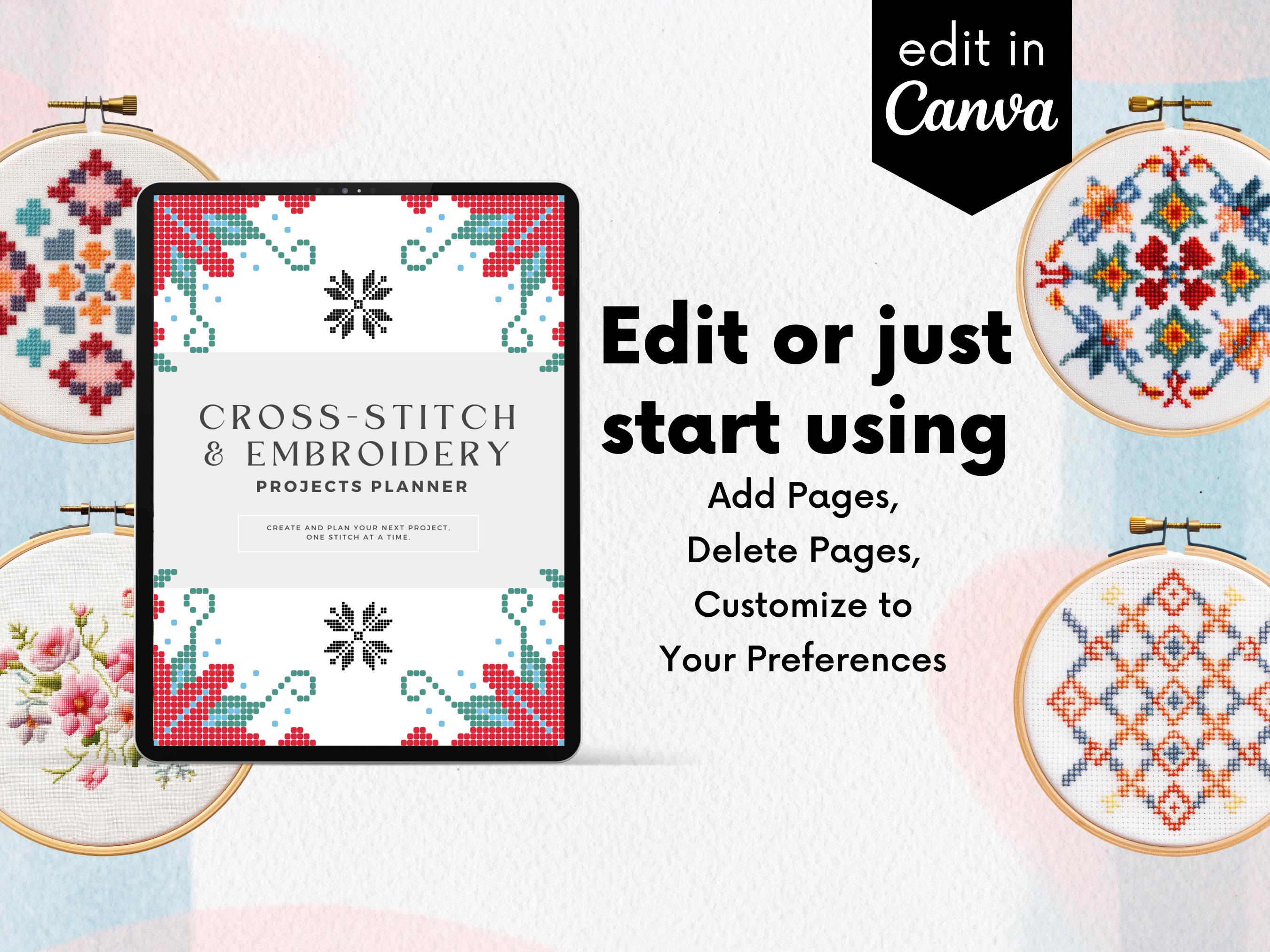 Cross Stitch Embroidery Planner | Canva Template | Digital Download ...