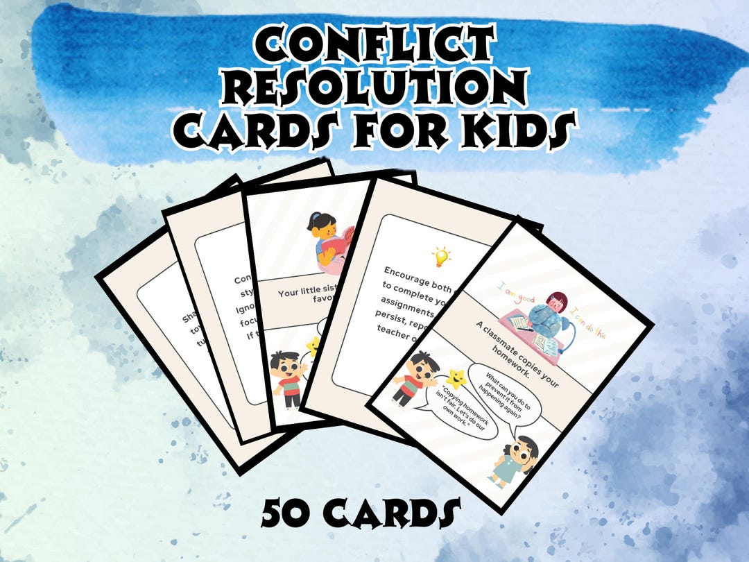 Conflict Resolution Skills Cards for Kids Template for Canva Editable ...