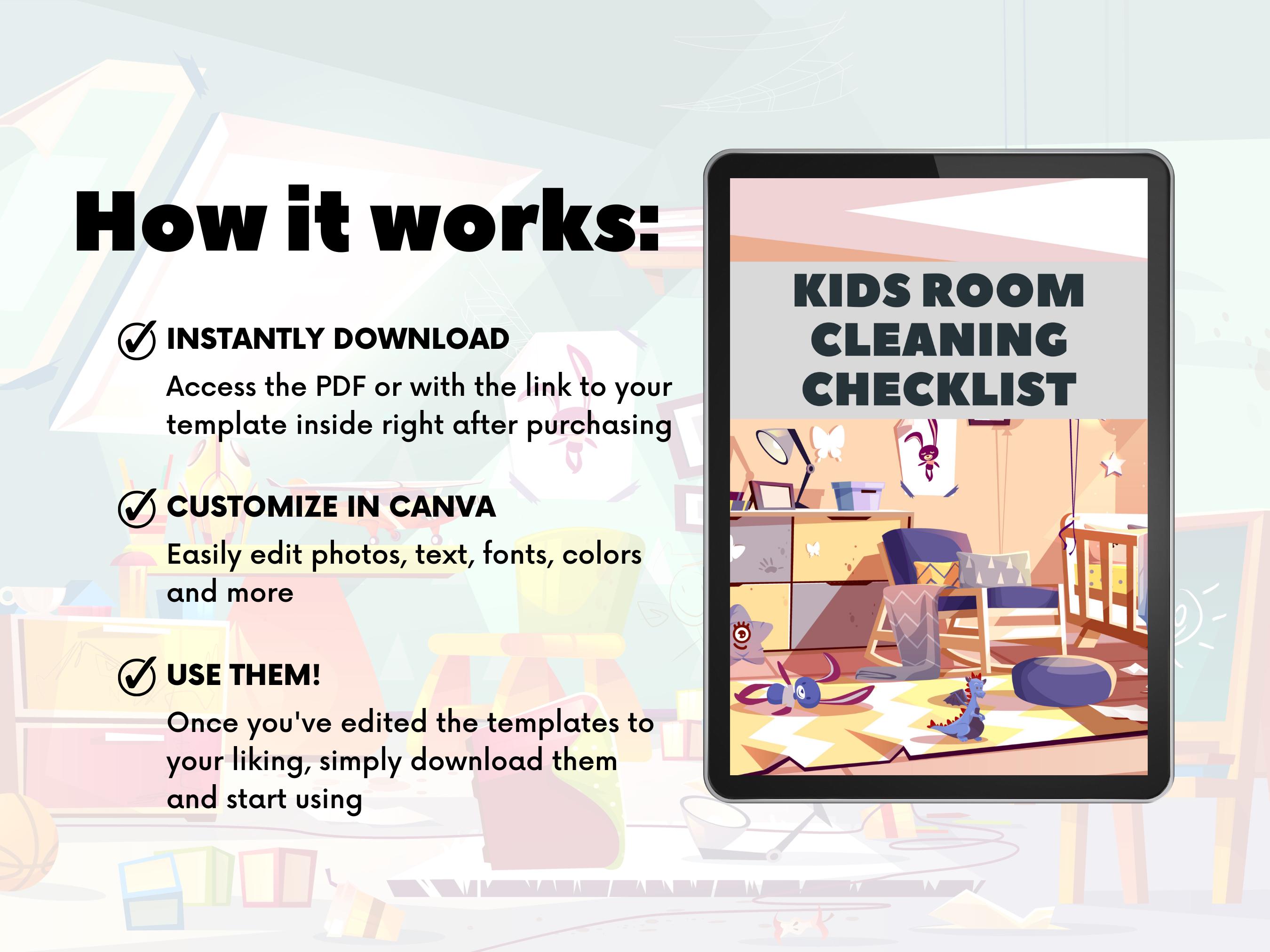 Kids Cleaning Checklist | Kids Chore List | Cleaning for Young Children ...