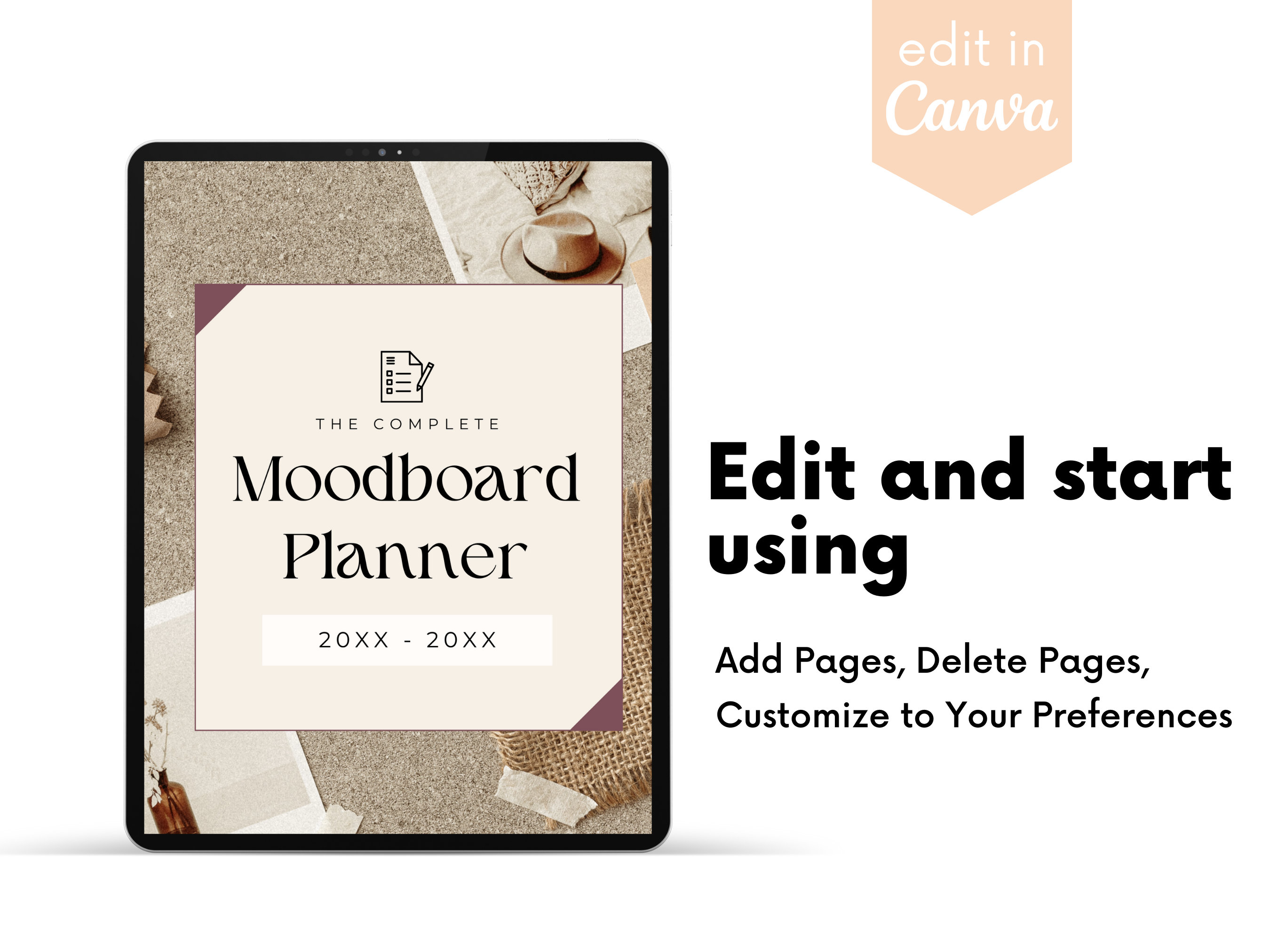 Mood Board Planner Template for Canva Editable - Etsy