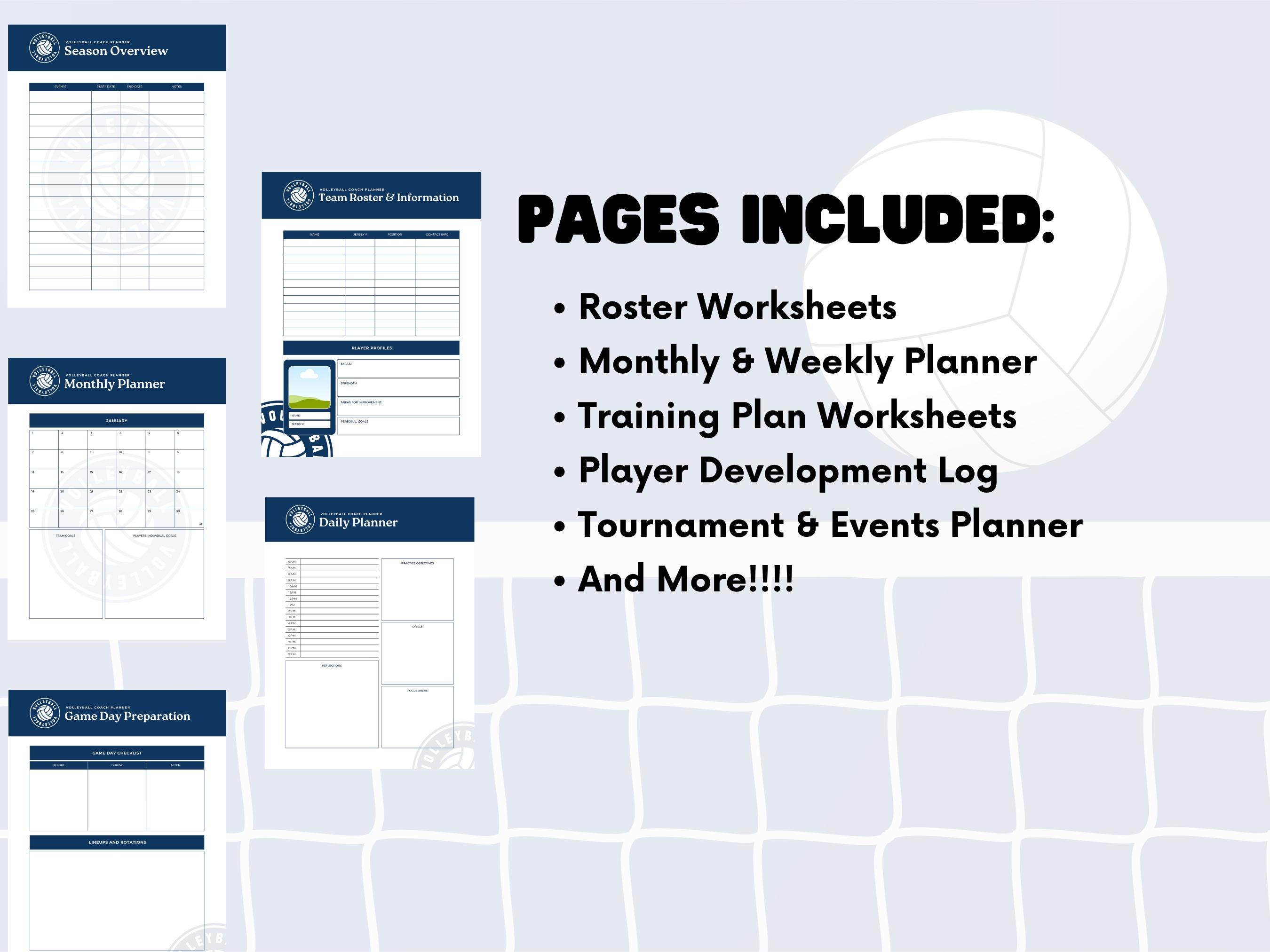 Volleyball Coach Planner | Coaches Game Day Preparation | Team Training ...