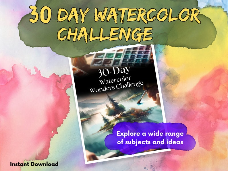 30 Day Watercolor Challenge Instant Download Art Prompts Digital Access ...