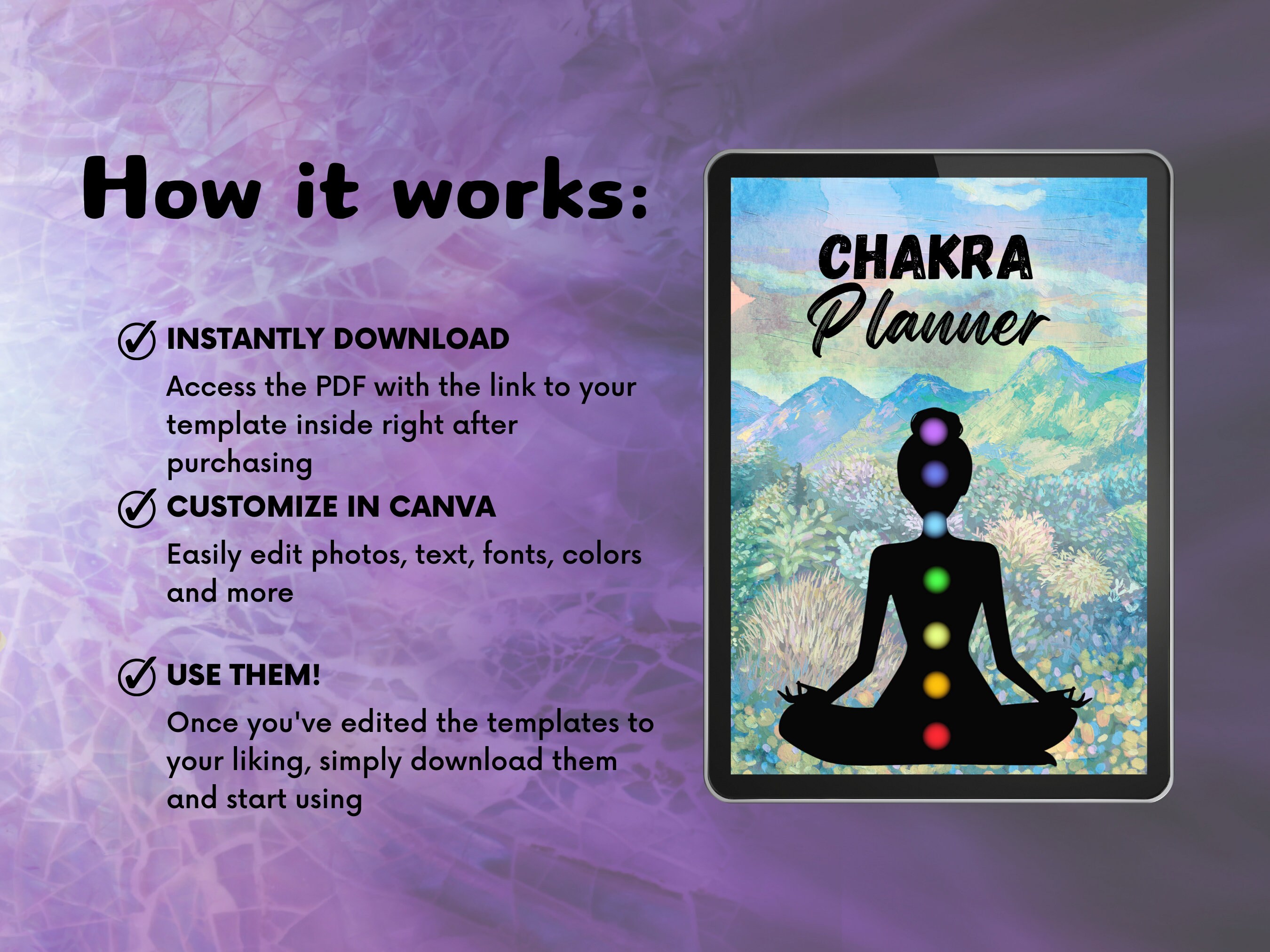 Chakra Planner Template for Canva Editable 7 Chakras System Healing ...