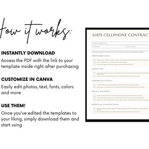 Kid's Cellphone Contract Template for Canva Editable - Etsy
