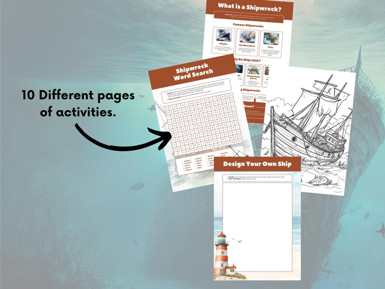 Shipwreck Activity Pack for Kids Printable PDF Puzzle Shipwreck Trivia ...