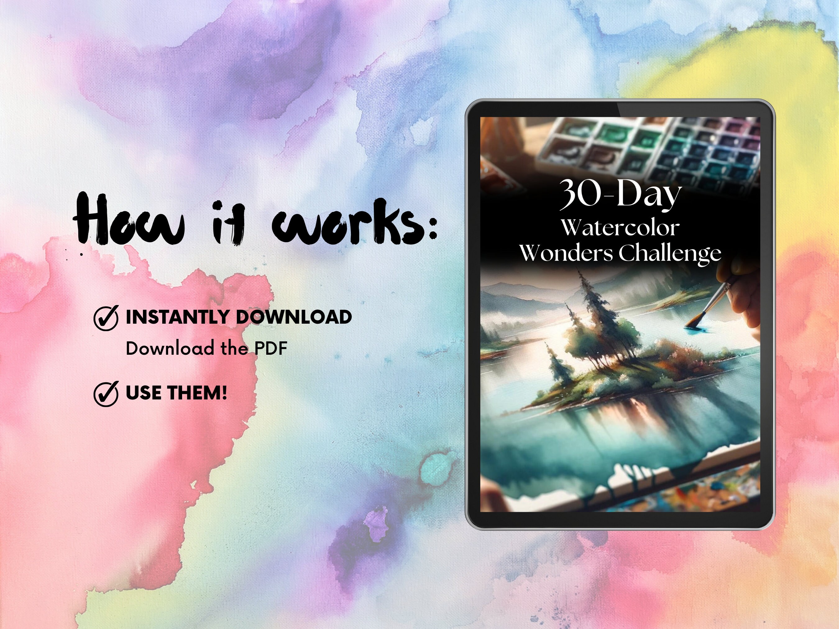 30 Day Watercolor Challenge | Instant Download | Art Prompts | Digital ...