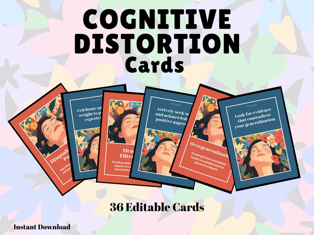 Cognitive Distortions Cards | CBT Tool | Self Care | Mental Health ...