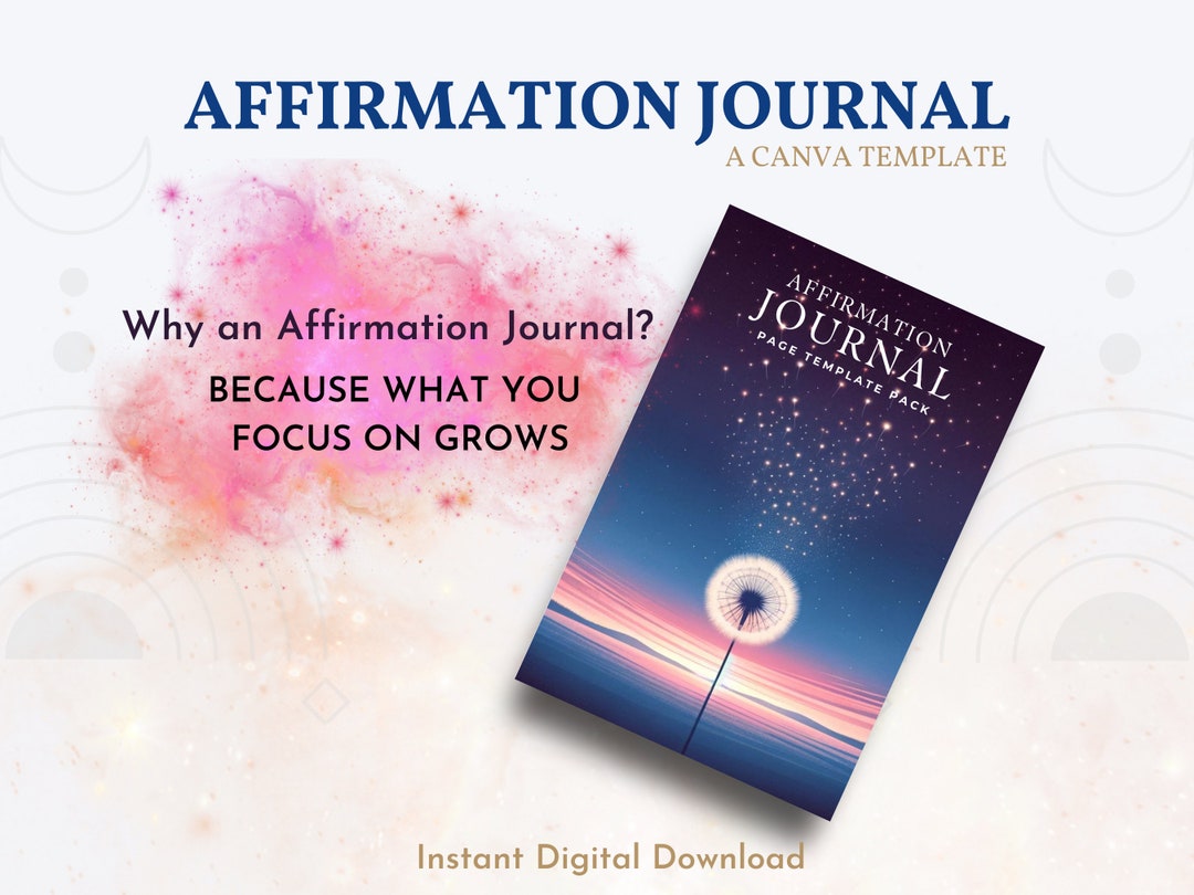 Affirmation Journal | Template for Canva | Editable | Reflection | Self ...