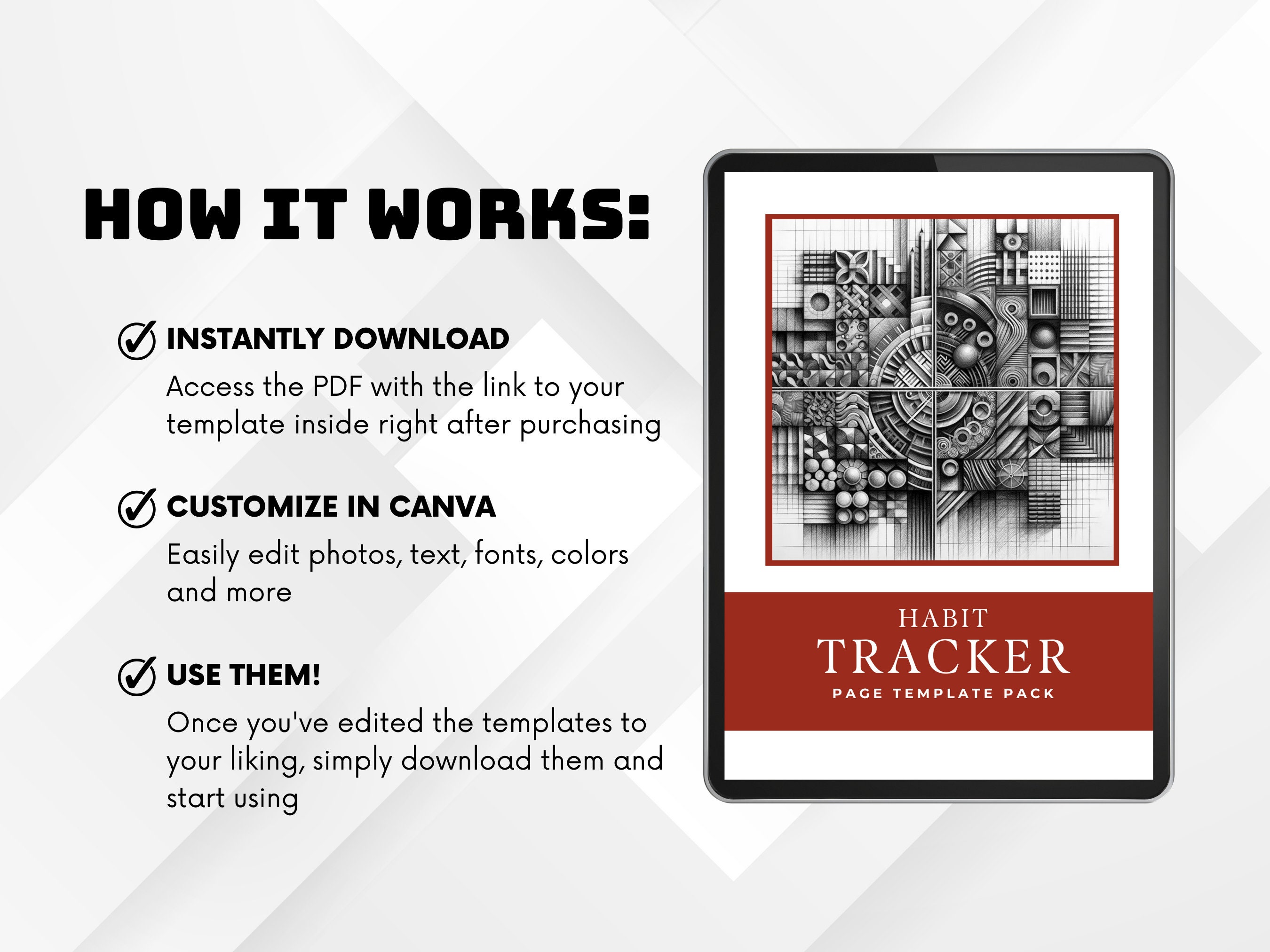Habit Tracker Journal Template for Canva Editable Self Care Self Help ...
