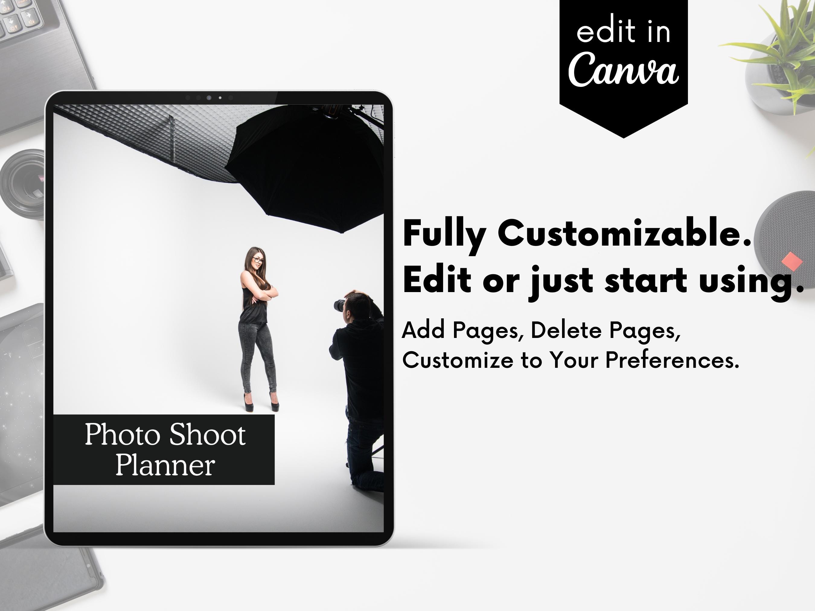 Photo Shoot Planner | Photographer Template | Photo Checklist | Brand ...