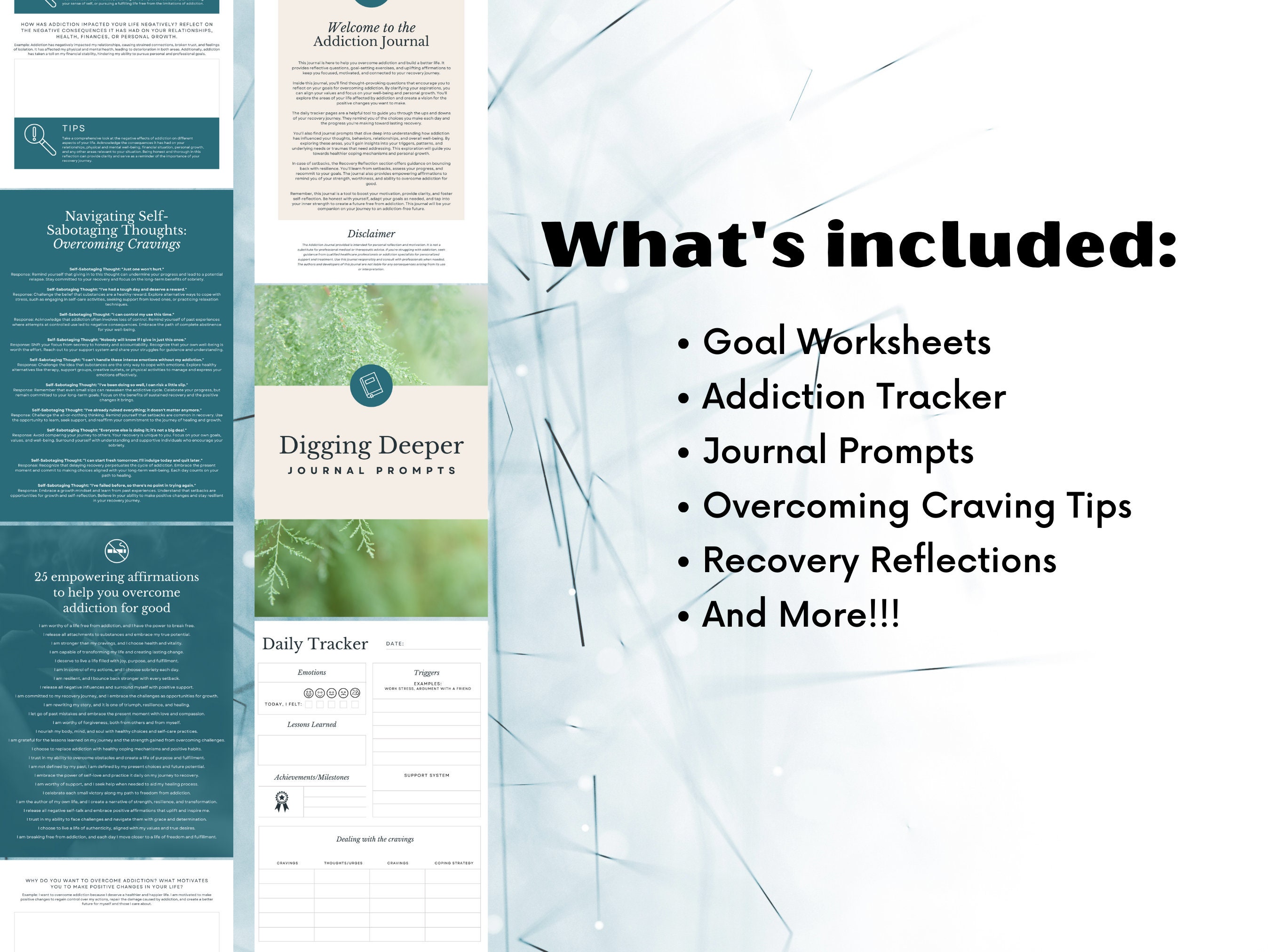 Addiction Journal | Template for Canva | Editable Daily Tracker ...