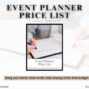 Event Planner Price List | Editable Budget Checklist | Coordinator ...