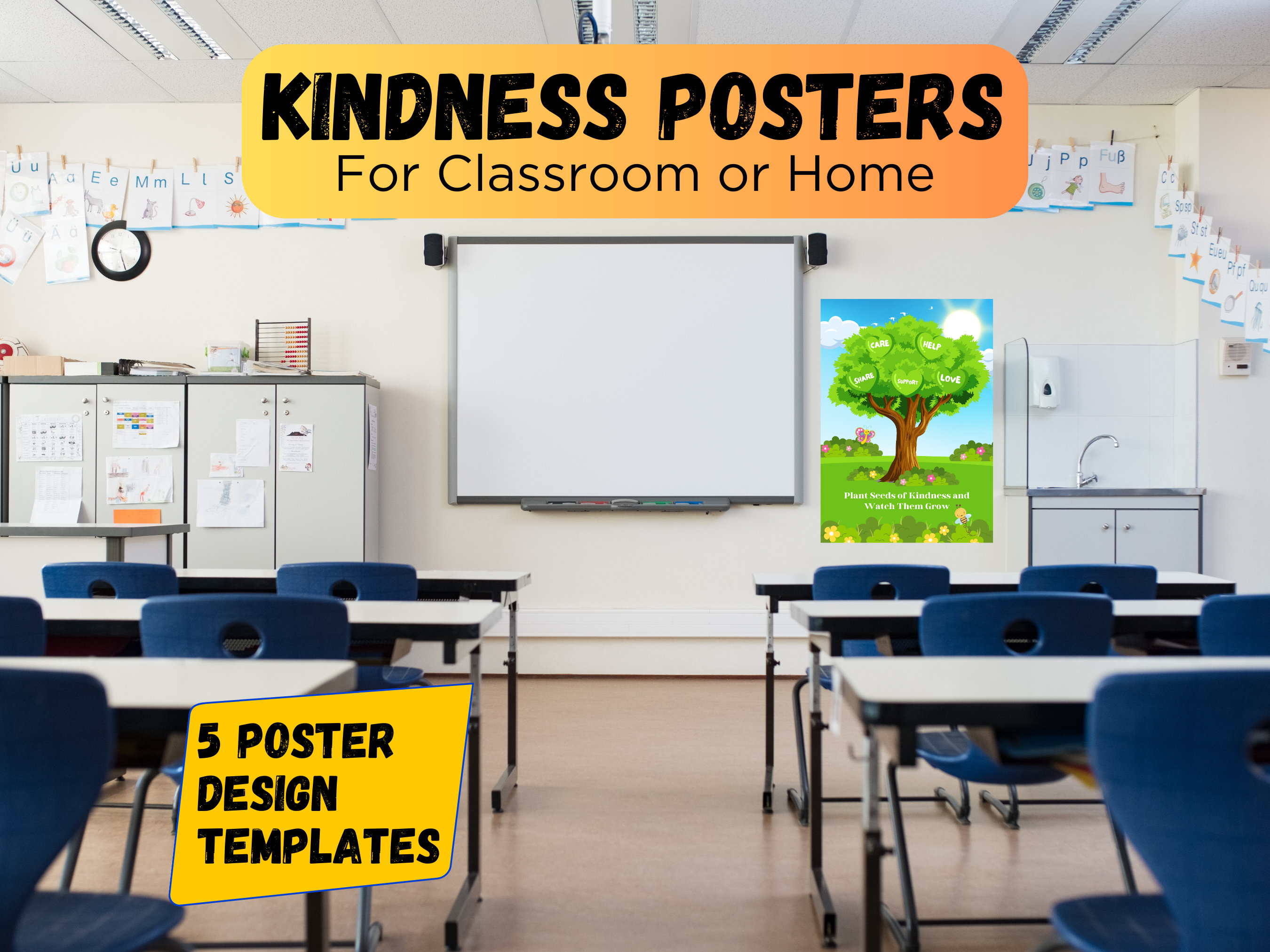 Kindness Poster Quotes for Kids Template Edit in Canva Classroom or ...