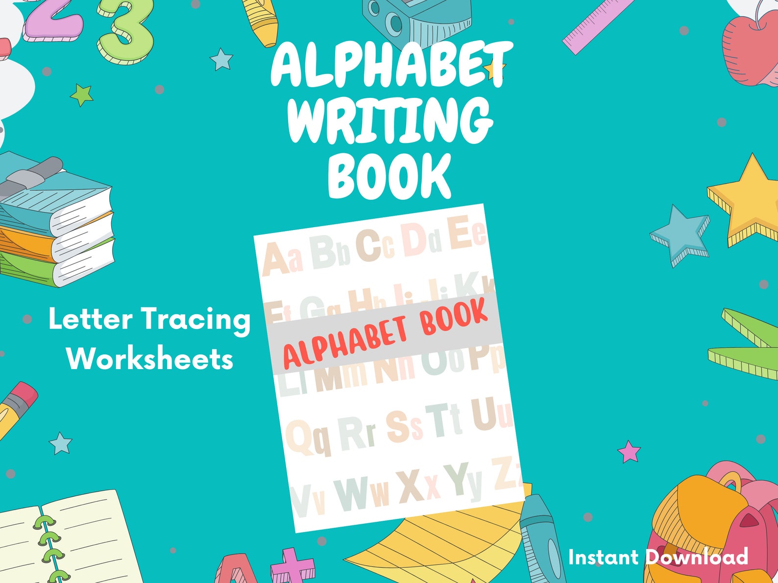 Alphabet Letter Tracing Worksheets Preschool Kindergarten Handwriting ...