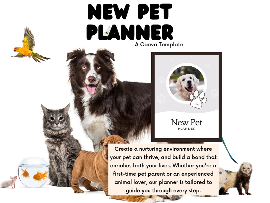 New Pet Planner Journal Template for Canva Editable Childs First Pet - Etsy