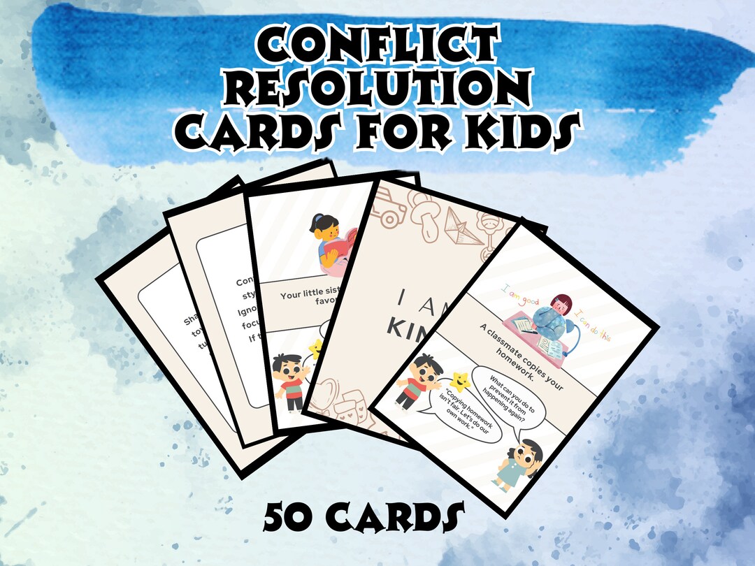 Conflict Resolution Skills Cards for Kids Template for Canva Editable ...
