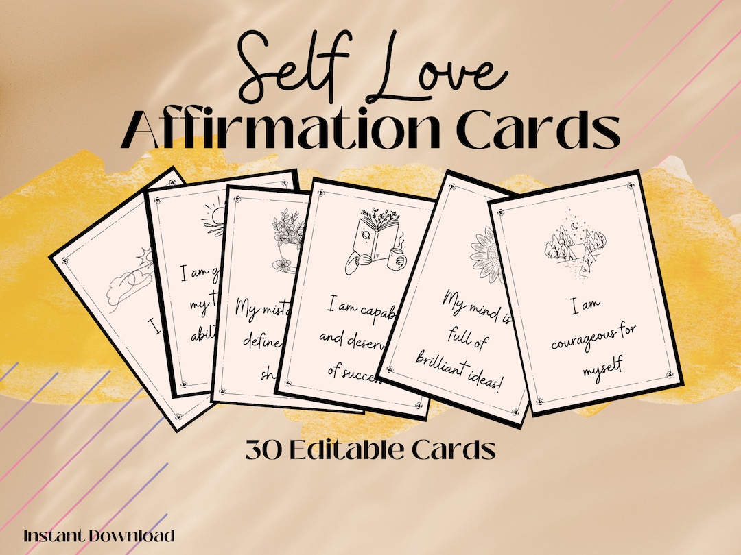 Affirmation Cards | Self Love | Printable | Encouragement | Template ...
