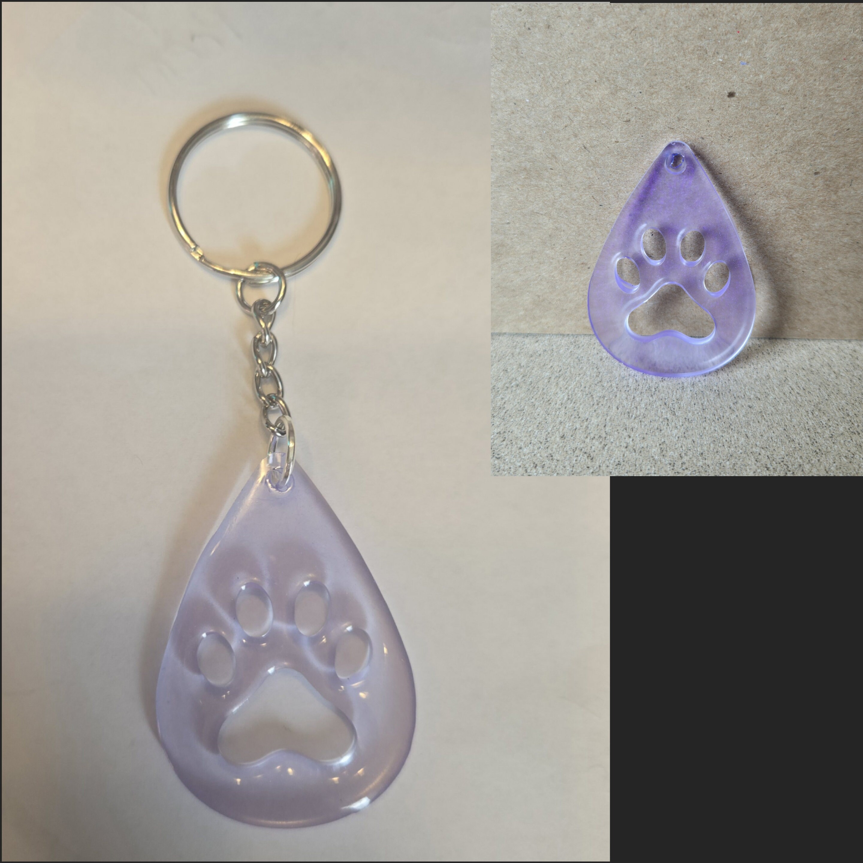 Paw Print Water Drop Keychain - Etsy