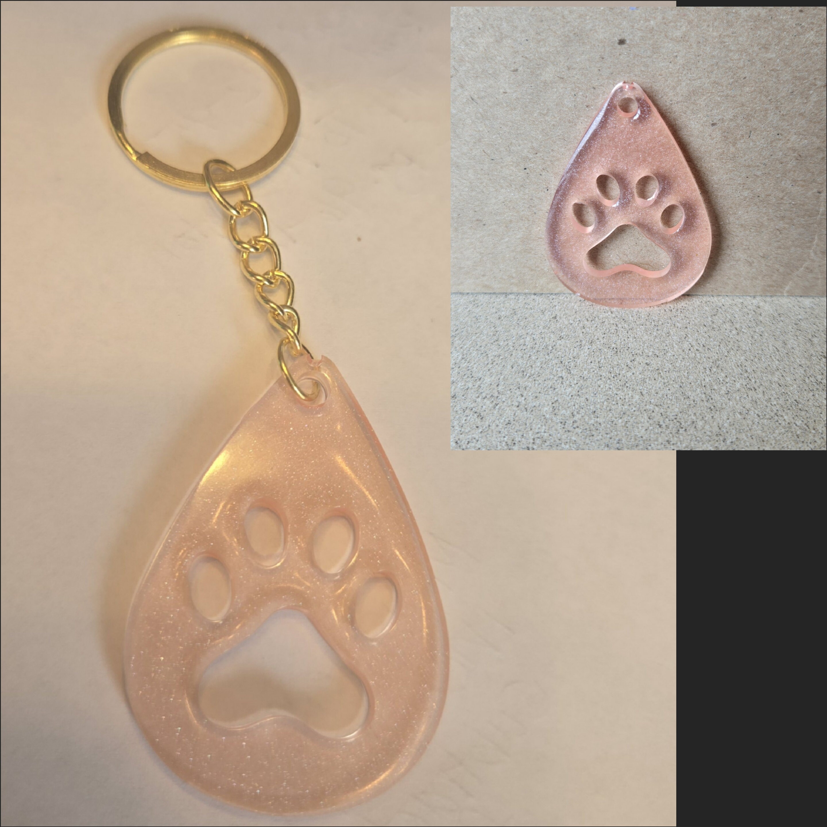 Paw Print Water Drop Keychain - Etsy