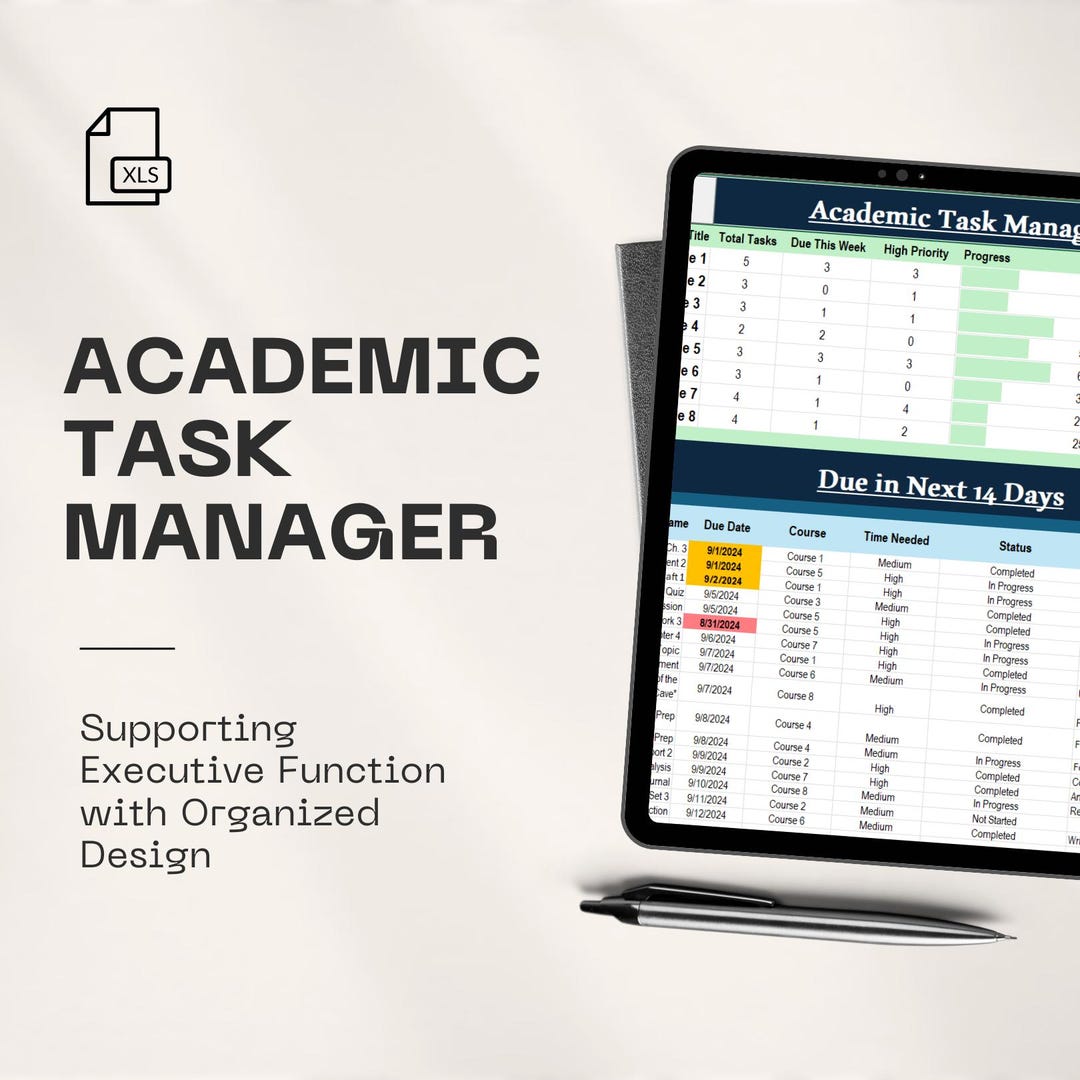 Automated Academic Task Manager Spreadsheet Excel With Macros Semester ...