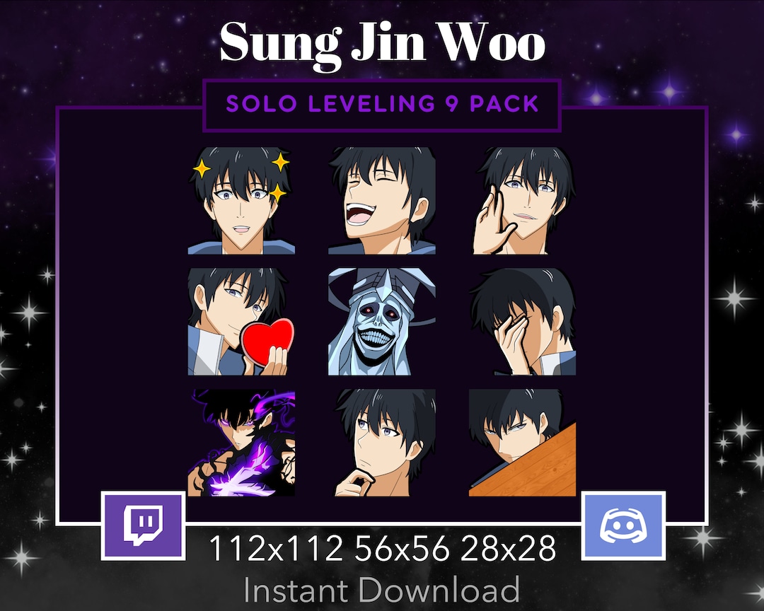 Solo Leveling Sung Jinwoo Emote 12 Pack, Bundle for Twitch, Discord ...