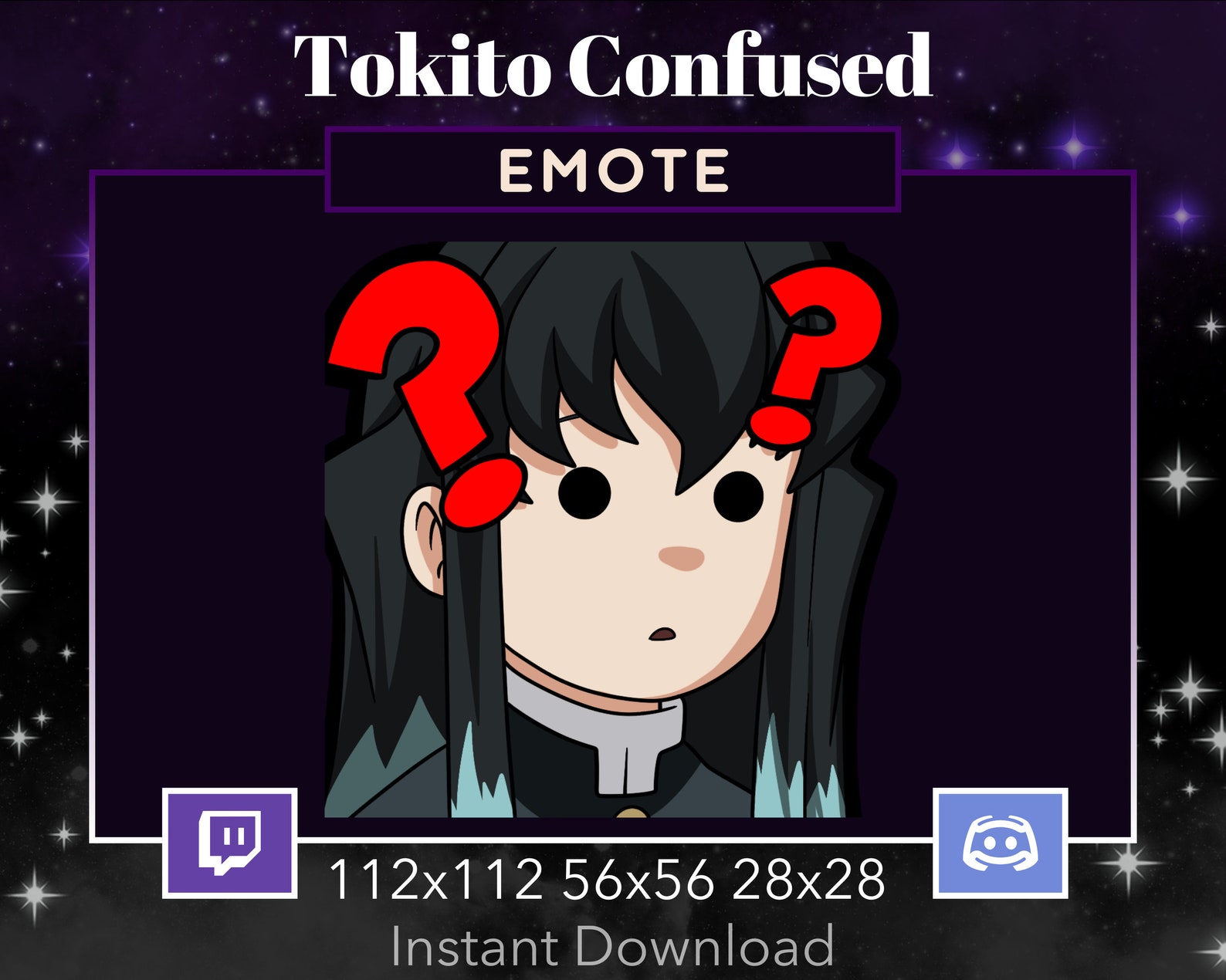Demon Anime Tokito Stare Sick Confused Pack Bundle Emote Twitch Stream ...