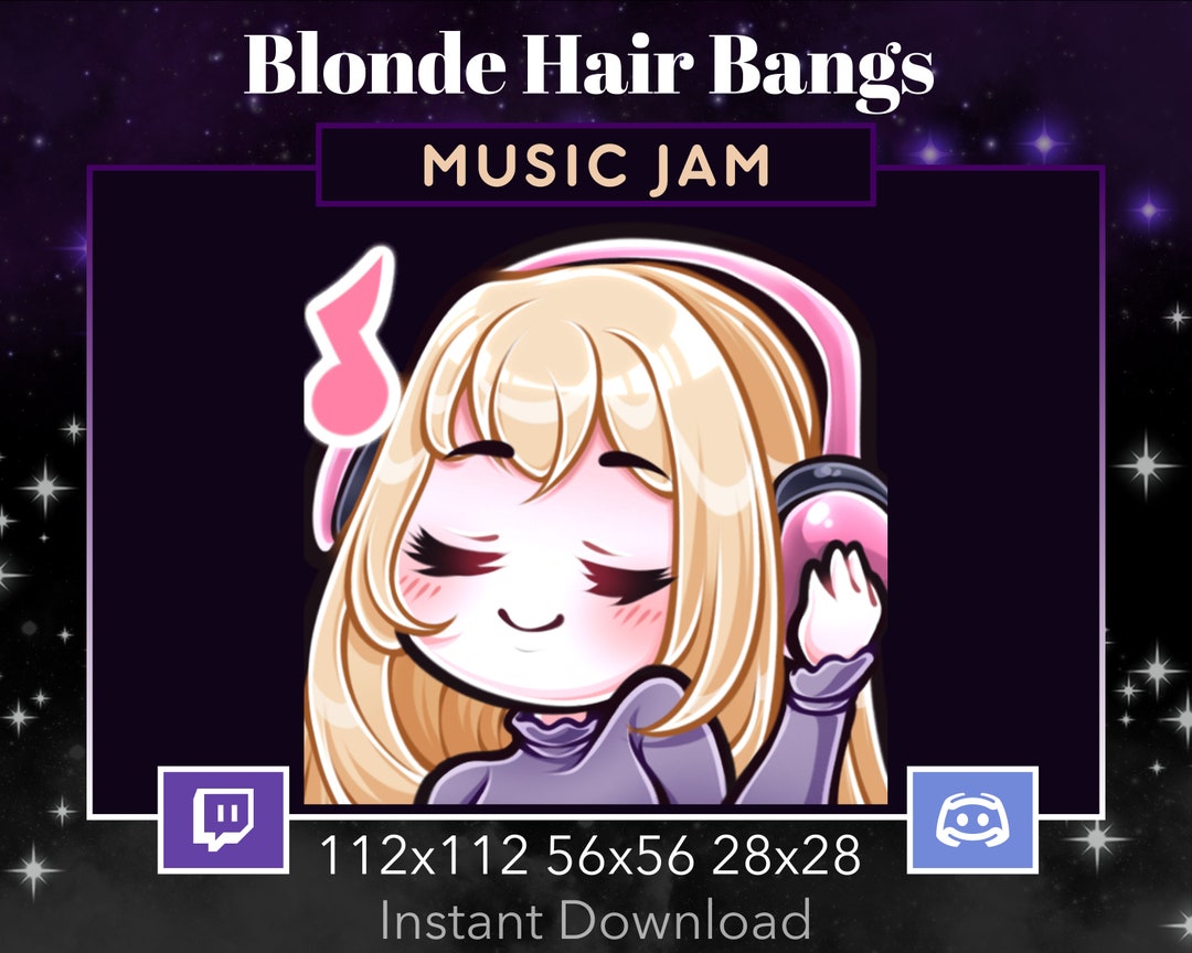 Chibi Girl Music Jam Emote, Twitch, Discord, Stream, Blonde Hair, Blue ...