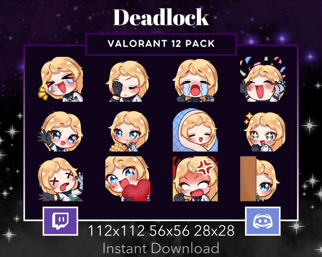 Valorant Deadlock Emote 12 Pack, Bundle Twitch, Discord. Stream, Love ...