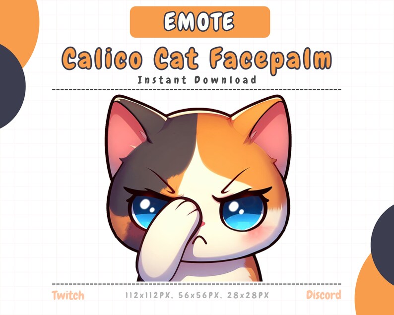 Calico Cat, Facepalm, Disappointed. Emote, Animal, Twitch, Discord ...