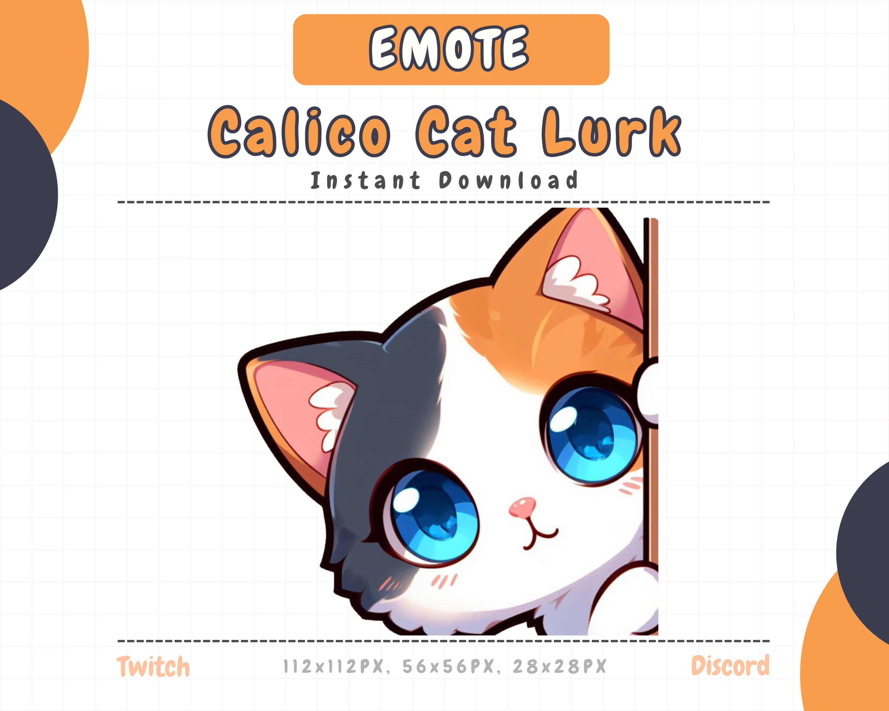 Calico Cat, Lurk, Hiding. Emote, Animal, Twitch, Discord, Youtube ...