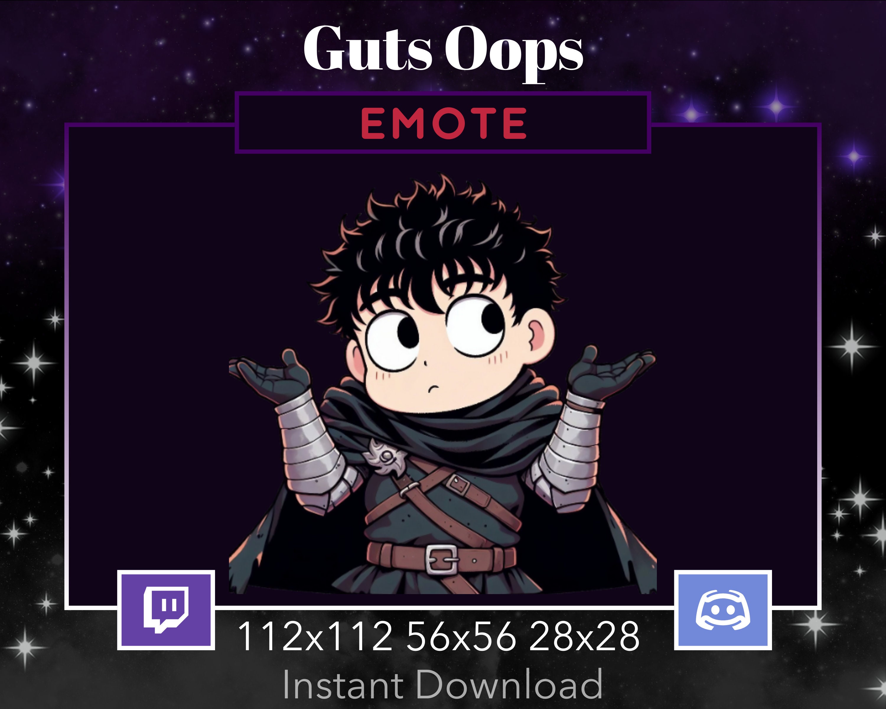 Berserk Guts Oops, Woopsie, Woops, Oopsie. Manga, Anime EMOTE, EMOTES ...