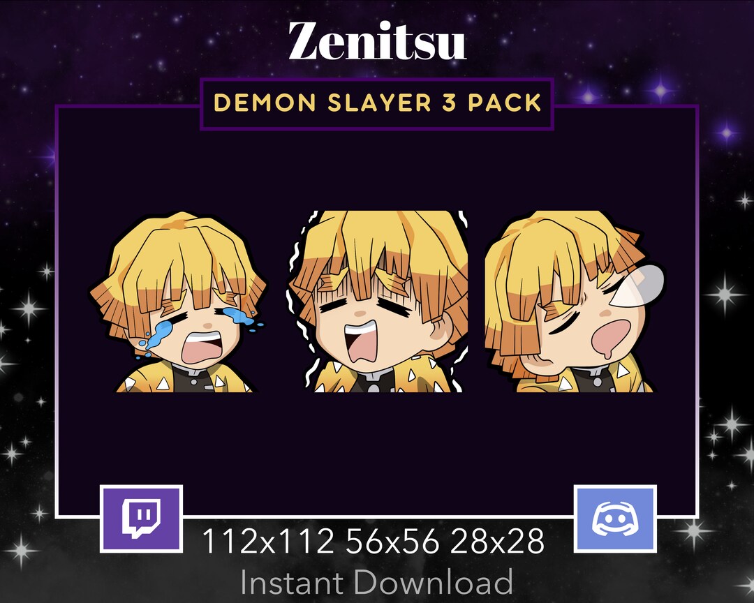 Demon Anime Zenitsu Cry Sleep Nervous Pack Bundle Emote Twitch Stream ...