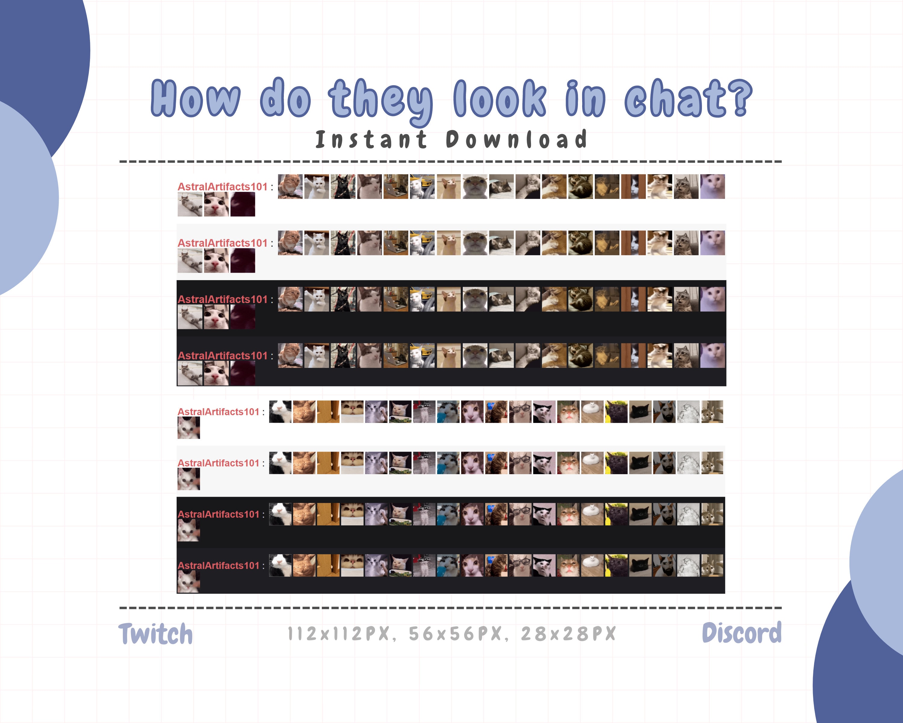 Cat Meme Animated 100 Pack, Bundle. Emote, Twitch, Discord, Stream ...
