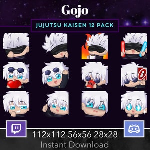 Jujutsu Kaisen Gojo Emote 12 Pack, Bundle for Twitch, Discord. Anime ...