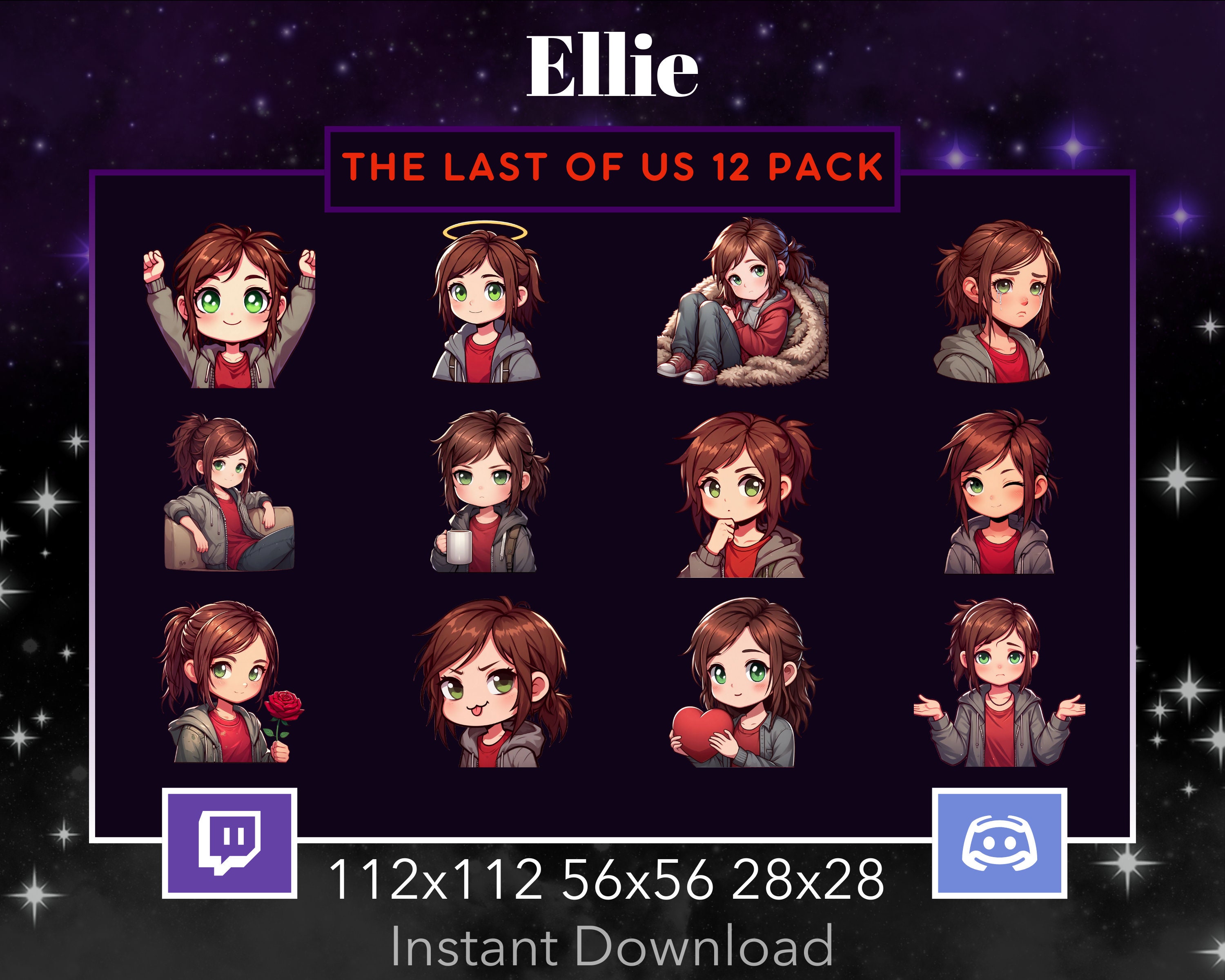 The Last of Us 12 Ellie EMOTE PACK for Twitch, Discord, Youtube, Stream ...