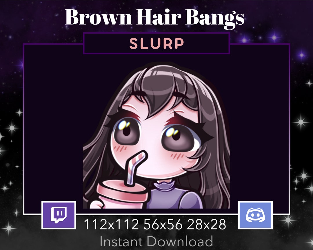Chibi Girl Slurp Drink Emote, Twitch, Discord, Stream, Brown Hair ...