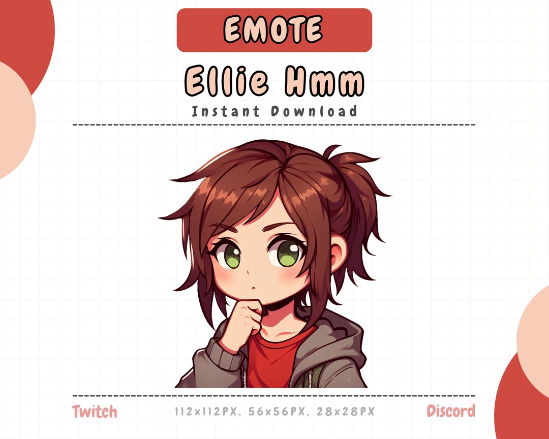 The Last of Us Ellie Think, Hmm, Idea, Confused . EMOTE, Twitch, Discord, Youtube, Stream ...