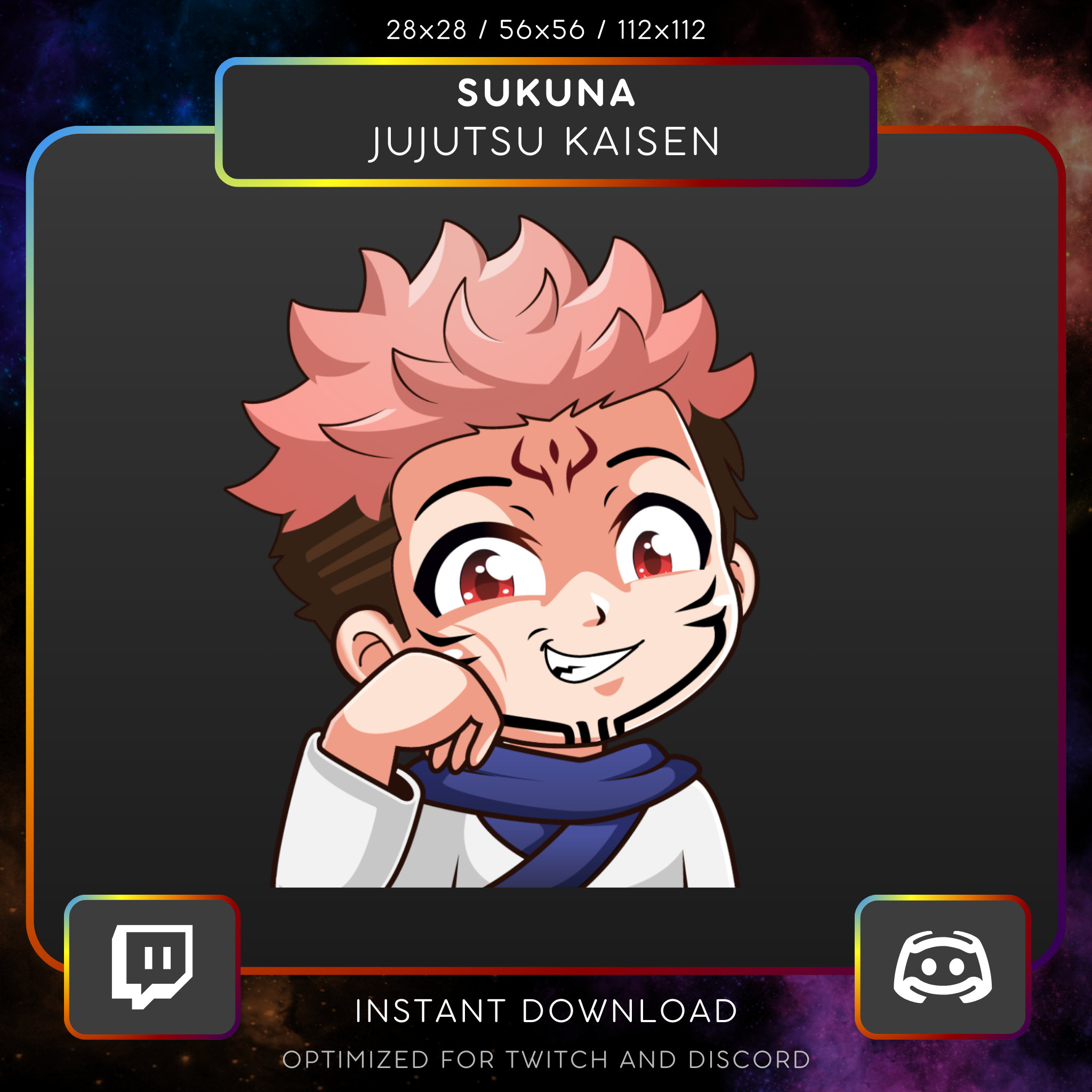 Jujutsu Kaisen Sukuna Smirk. Emote, Twitch, Discord, Stream, Printable ...
