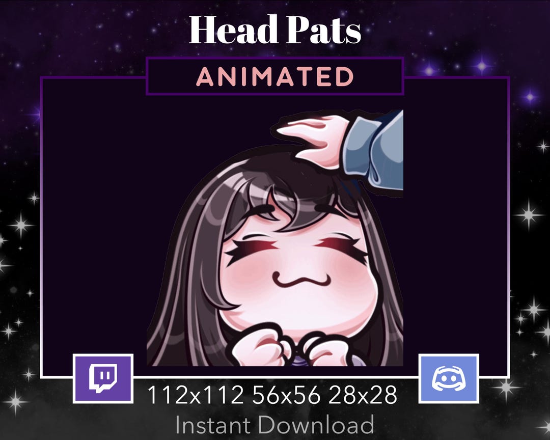 Head Pats Animated Girl Emote Gif, Twitch, Discord, Stream, Brown Hair, Brown Eyes, Bangs ...