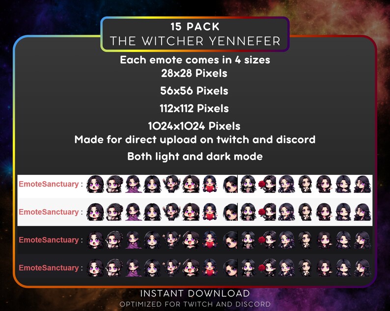 The Witcher Yennefer 15 EMOTE PACK for Twitch, Discord, Youtube, Stream ...