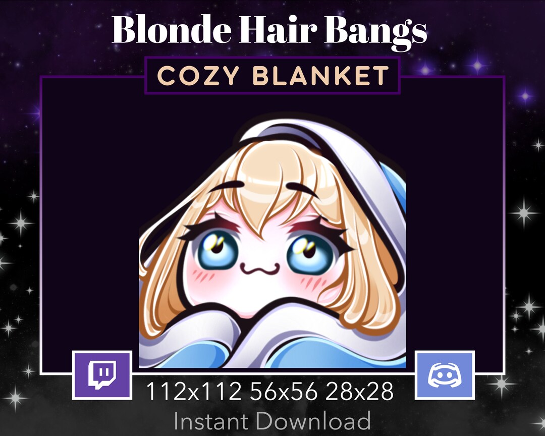 Chibi Girl Cozy Emote, Twitch, Stream, Discord, Blonde Hair, Blue Eyes ...