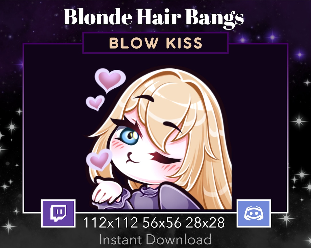 Chibi Girl Blow Kiss Emote, Twitch, Discord, Stream, Blonde Hair, Blue ...