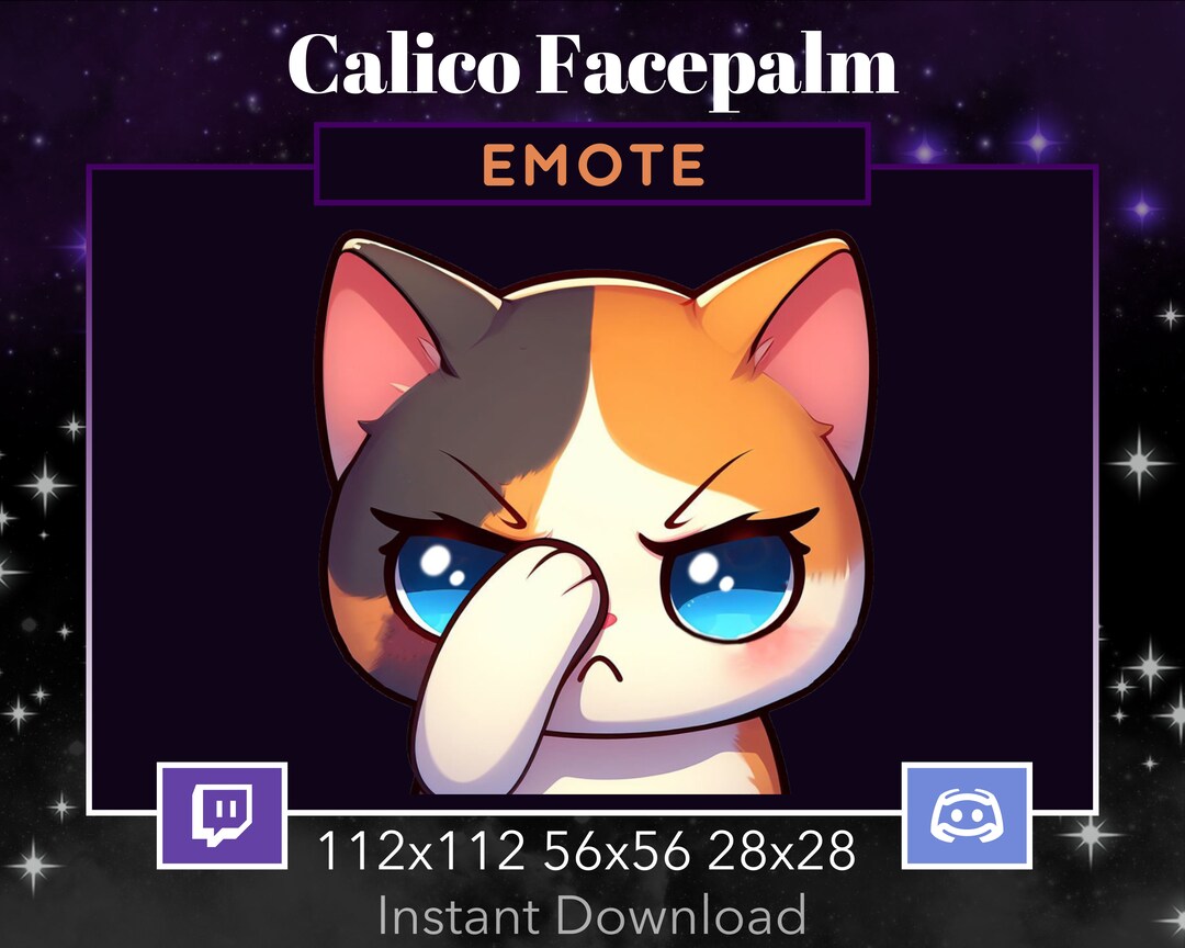 Calico Cat, Facepalm, Disappointed. Emote, Animal, Twitch, Discord ...