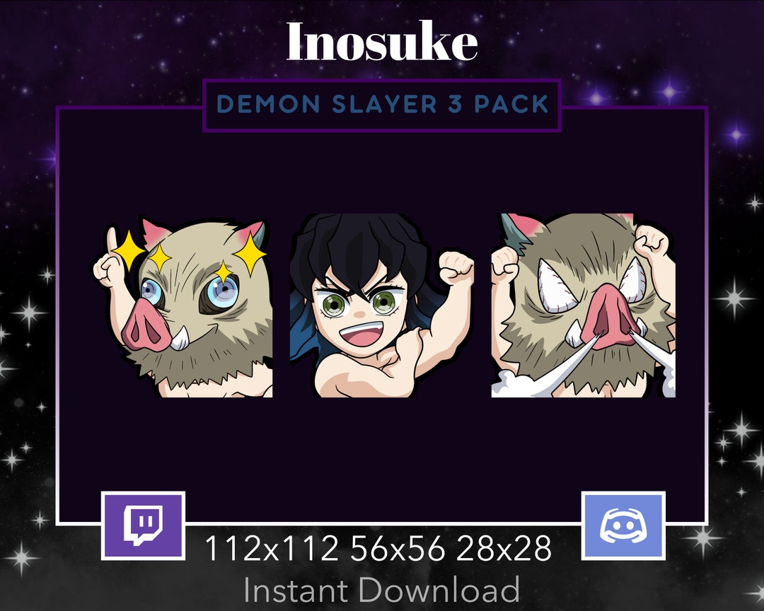 Demon Anime Inosuke Blink, Flex, Rage Pack Bundle Emote Twitch Stream ...