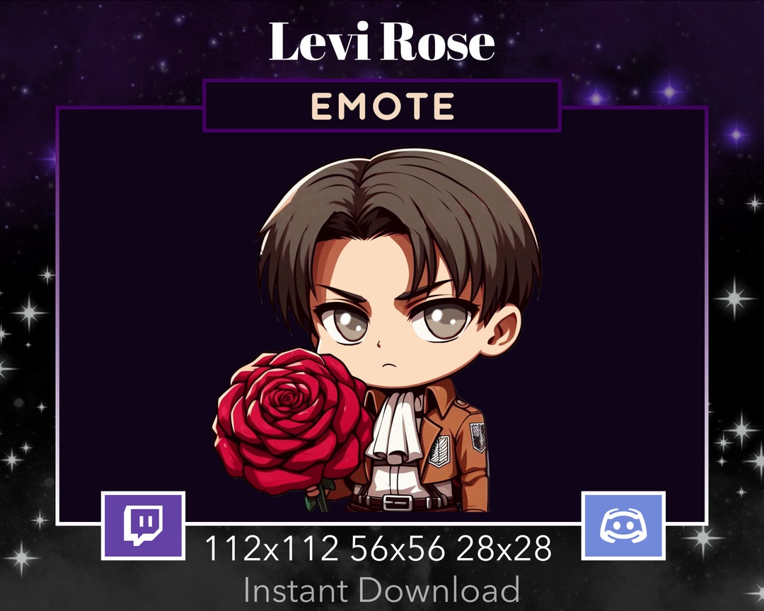 Attack on Titan Levi Holding a Rose, Love . EMOTE, Twitch, Discord ...