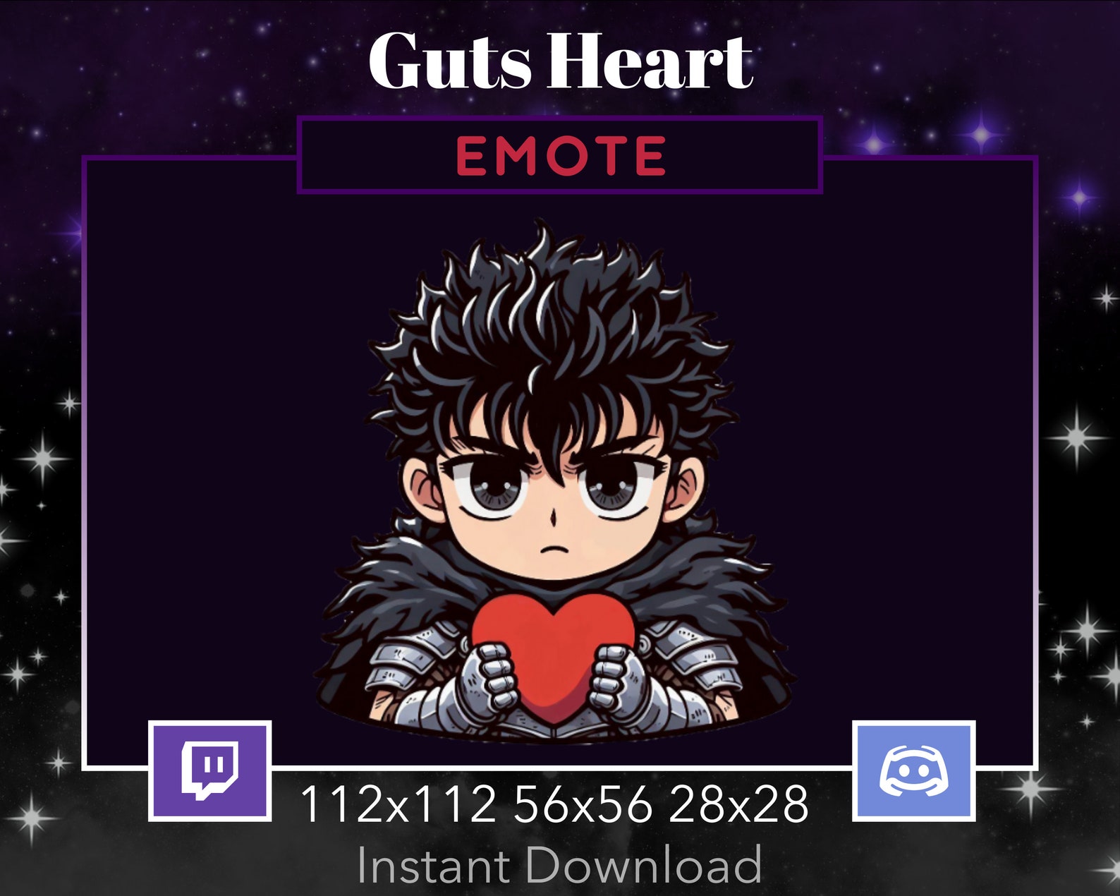 Berserk Guts Heart, Love, Loving. Manga, Anime EMOTE, EMOTES for Twitch ...