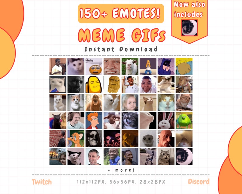 Meme Animated 150 Pack, Bundle. Emote, Twitch, Discord, Stream, Sus ...
