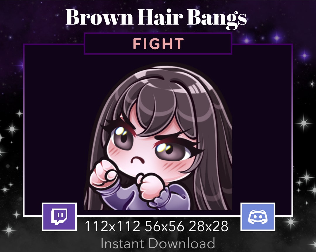 Chibi Girl Fight, Fist Emote, Twitch, Discord, Stream, Brown Hair ...