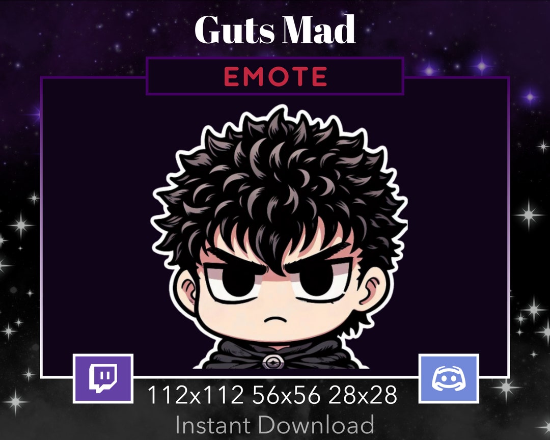 Berserk Guts Annoyed, Mad, Frown. Manga, Anime EMOTE, EMOTES for Twitch ...